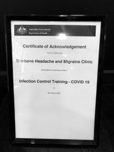 Clinic Infection Control - COVID-19 - Brisbane Headache & Migraine Clinic